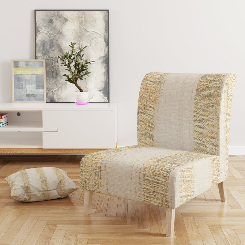 East Urban Home Gold Glam Stipes Pattern Modern Glam Upholstered Slipper Chair Wayfair